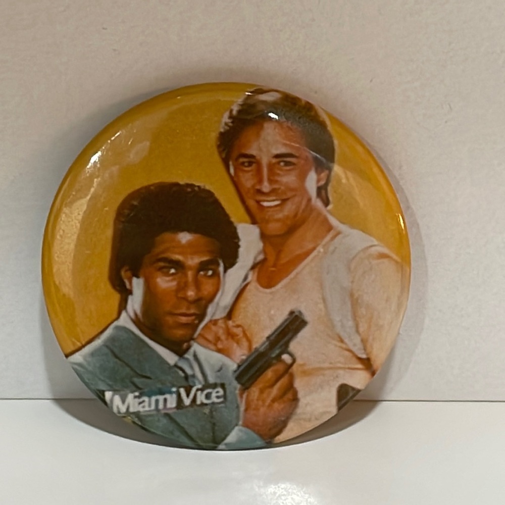Vintage Miami Vice Pin Back Button 80’s Crocket & Tub… - Gem